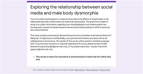 Male Body Dysmorphia And Social Media 18 Rtakemysurvey