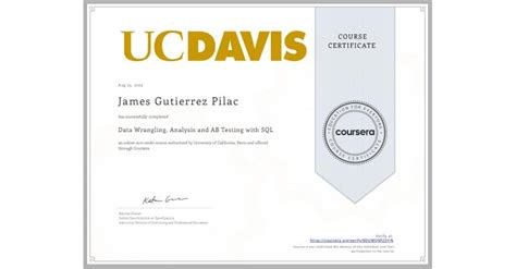 James P On Linkedin Completion Certificate For Data Wrangling