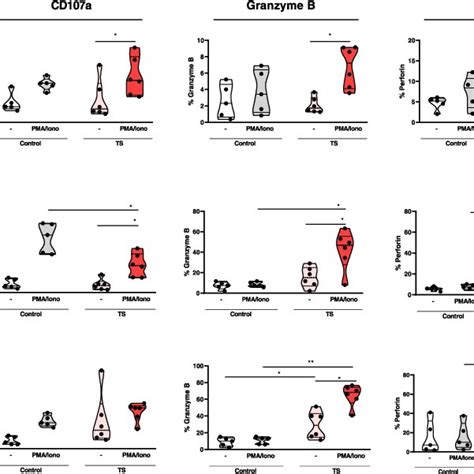 Analysis Of Basal And Pmaiono Stimulated Ifn γ Cd107a Granzyme B