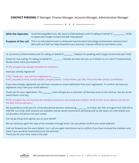 Sample Cold Calling Scripts Callbox Lead Generation Services