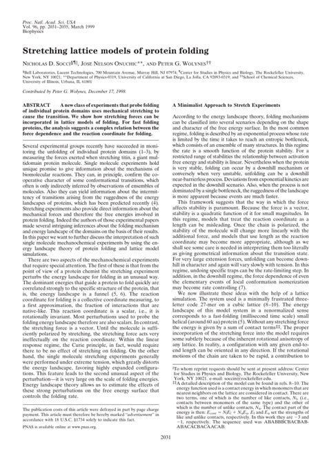 Pdf Stretching Lattice Models Of Protein Folding