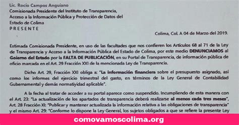 Incumplimiento En Transparencia Del Gobierno Del Estado Como Vamos Colima