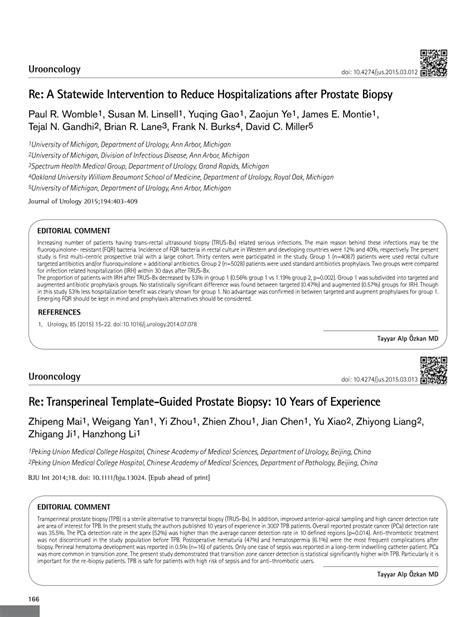 Pdf Re Transperineal Template Guided Prostate Biopsy 10 Years Of Experience