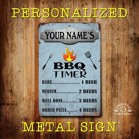 Bbq Beer Timer Sign With Your Name Grilling Timer Customized Name