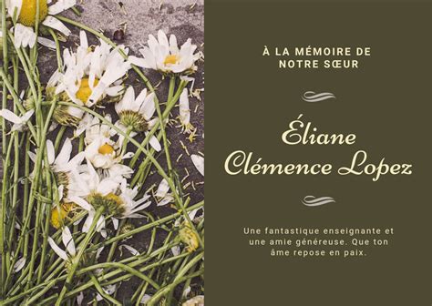 Cartes d avis de décès les plus beaux modèles du Web Canva