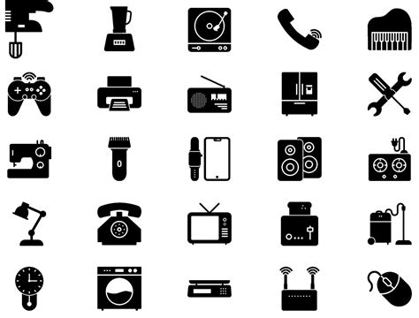 Electronics Glyph Icon Pictogram Symbol Visual Illustration Set