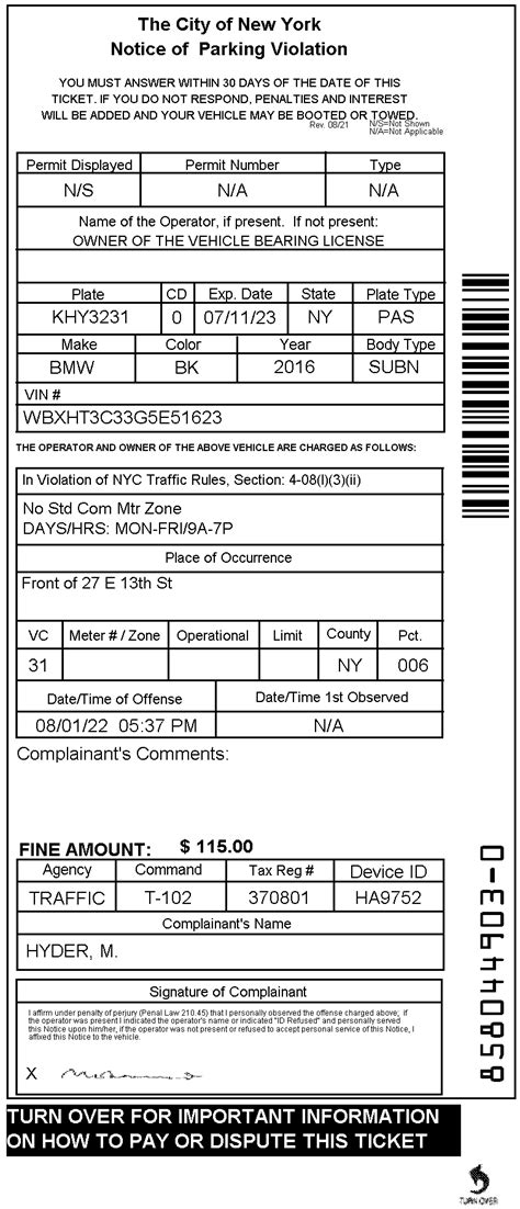 Anatomy Of A Nyc Parking Ticket Pay Nyc Fines Pay Nyc Fines
