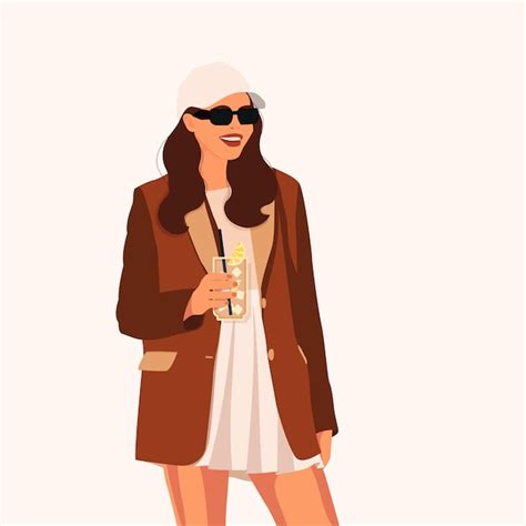 Premium Vector Girl With Lemonade On A White Background A Happy