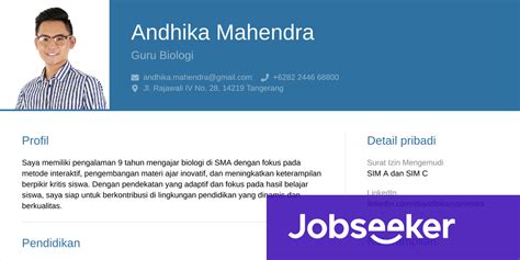 Contoh Cv Guru Jobseeker