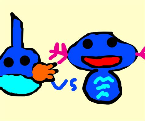 Mudkip Cuddling Wooper Cutely Drawception