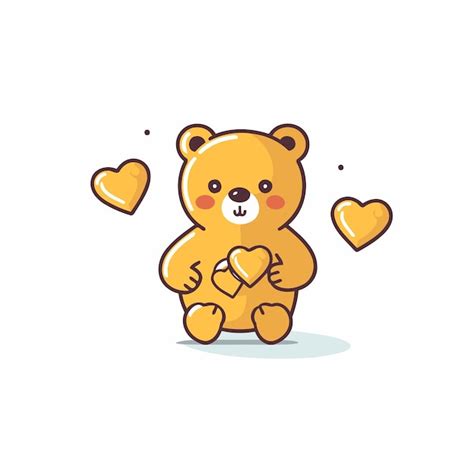 Lindo oso de peluche con corazones ilustración vectorial al estilo de dibujos animados Vector