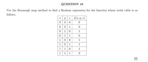 Solved Question 10 2 Y Use The Karnaugh Map Method To Find A