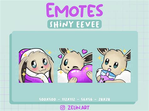 Cute Shiny Eevee Pokemon Emote Bundle For Twitch Discord And Etsy