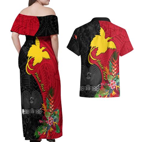 Custom Papua New Guinea Couples Matching Off Shoulder Maxi Dress And