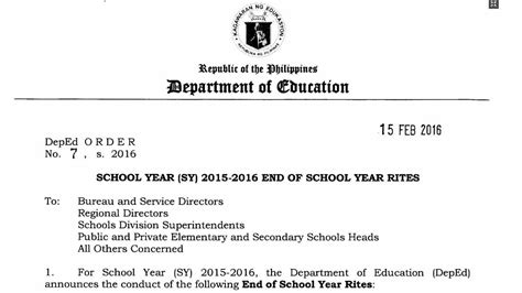 Deped School Year Sy 2015 2016 End Of School Year Rites Teacherph