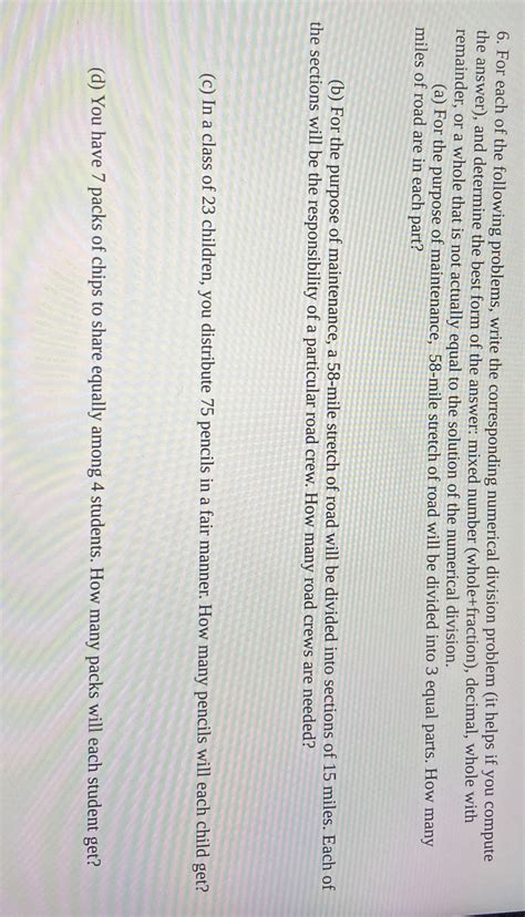 solved for each of the following problems write the