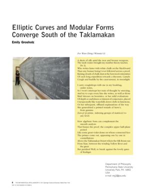 Fillable Online Elliptic Curves And Modular Forms Converge South Of The Fax Email Print PdfFiller