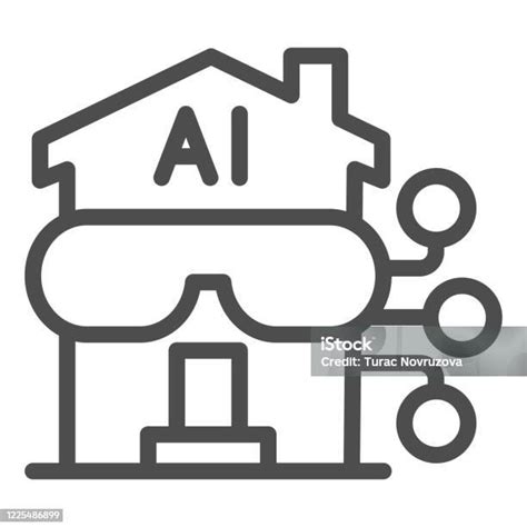 Ai 연결 라인 아이콘 스마트 홈 기호 자동화 및 인터넷 기술 벡터 기호흰색 배경에 건물 집 및 가전 제품 연결 아이콘 개요에