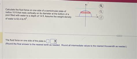 [solved] Ay Calculate The Fluid Force On One Side Of A Semicircular Plate Course Hero