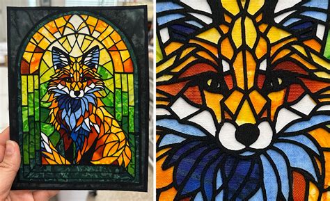 Stained Glass Fox Process Kestrel Michaud