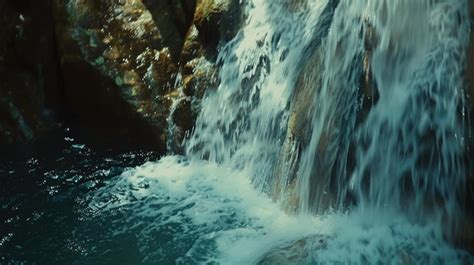 Waterfall Flow On Rocks Premium Ai Generated Image