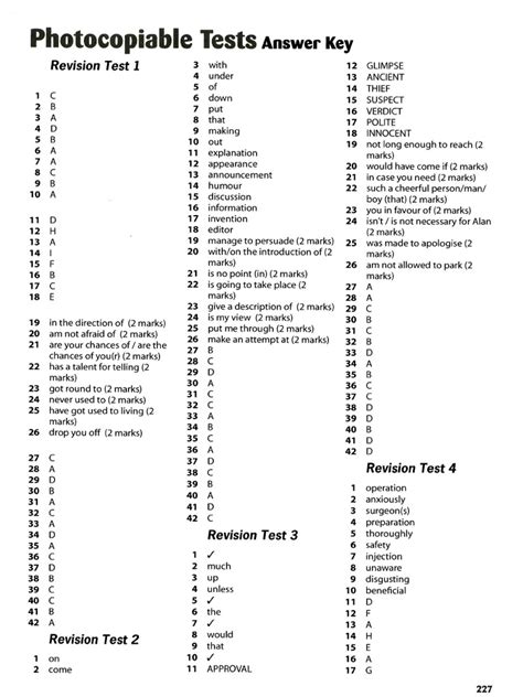 Tests Answer Key Pdf