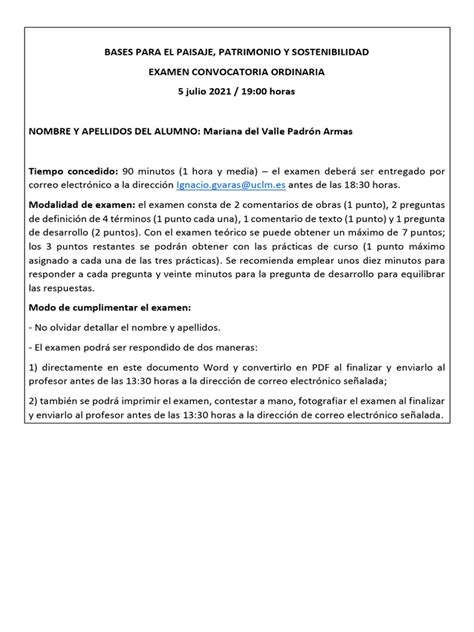 Padron Armas Mariana Examen Bases Patrimonio Extraordinaria 5 Julio 2021 Pdf Paisaje