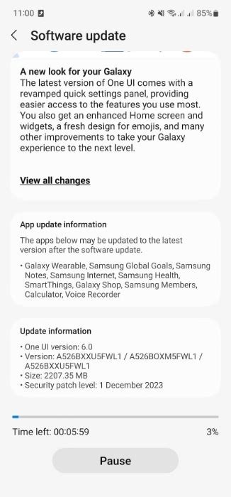 Samsung начала обновлять Galaxy A52 5g до Android 14 с One Ui 6 Ai