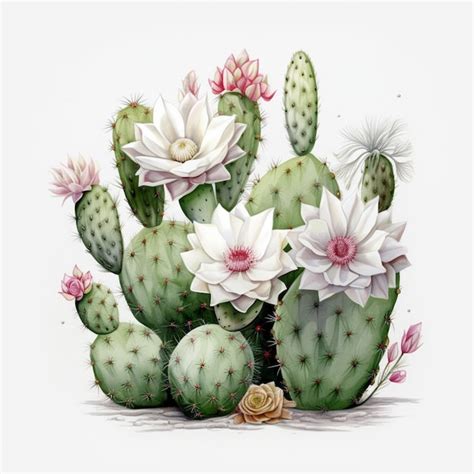Premium Ai Image Ai Wild Cactus Flowers On A White Background