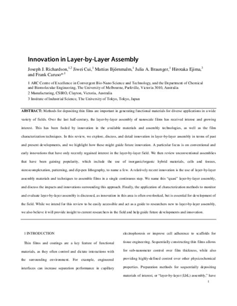 Pdf Innovation In Layer By Layer Assembly