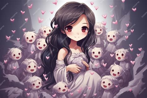 Premium Photo Anime Girl Surrounded By A Bunch Of Hearts
