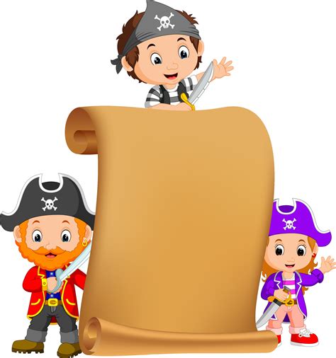 A Treasure Map And Three Pirate Vector Art At Vecteezy