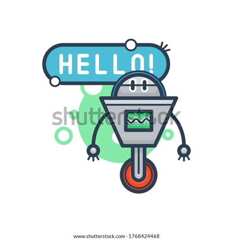 Cute Robot Say Hello Vector Flat Stock Vector Royalty Free 1768424468
