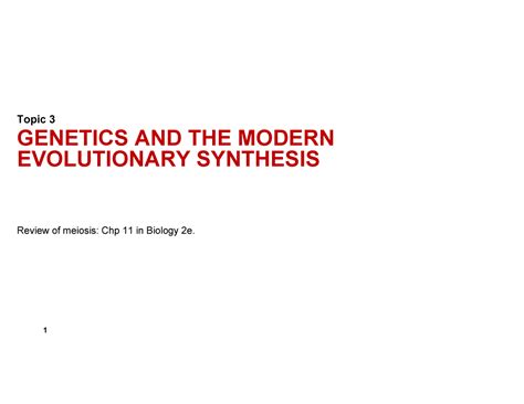 Topic 3 Slides Howard Rundle Lecture Notes Genetics And The Modern Evolutionary Synthesis
