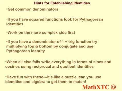 Trigonometric Identities Simplify Ppt