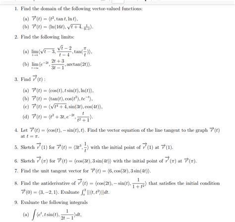 Solved Find The Domain Of The Following Vector Valued