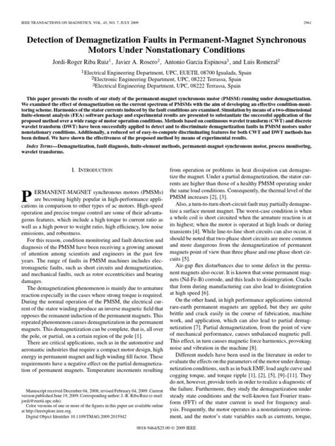 detection of demagnetization faults in permanent magnet synchronous