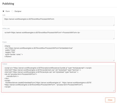 forms publishing documentation workflowengine