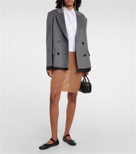Logo Knitted Midi Skirt In Orange Miu Miu Mytheresa