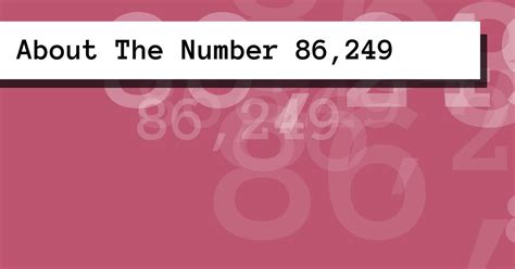 About The Number 86249