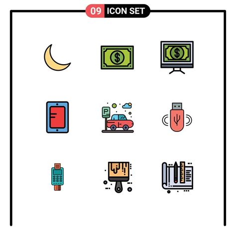 Set Of 9 Modern Ui Icons Symbols Signs For School Online Wearable Mobile Money Editable Vector
