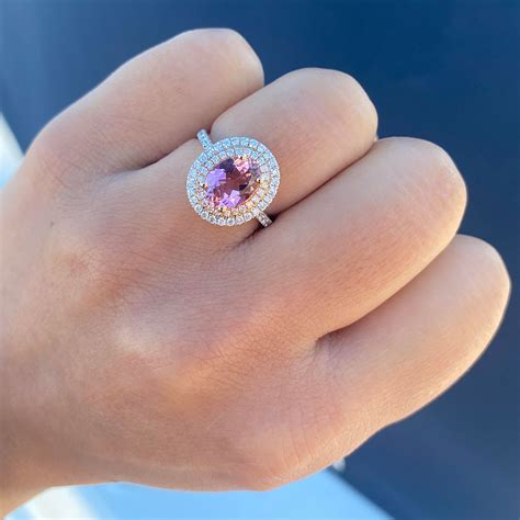 Pink Tourmaline Halo Ring Temple And Grace Thailand