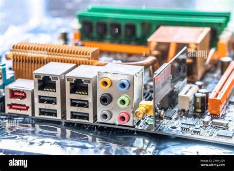 Studio Mainboard With Microchips Stock Photo Alamy