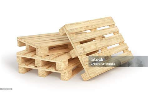 Tumpukan Palet Kayu Terisolasi Di Atas Putih Ilustrasi 3d Foto Stok