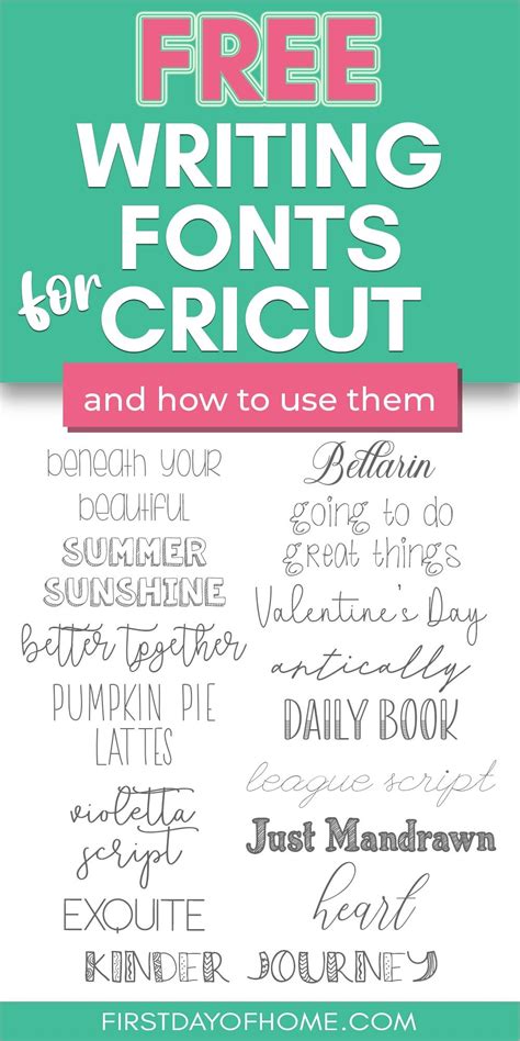 15 Free Writing Fonts For Cricut First Day Of Home Writing Fonts