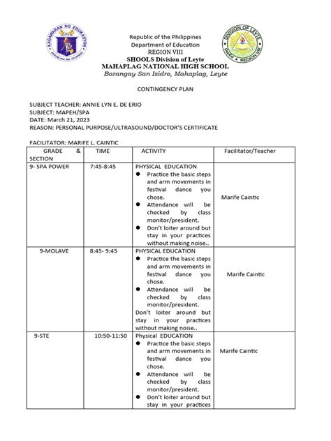 Contigency Plan Pdf