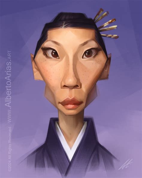 Lucy Liu Caricature By Albertoarias Art