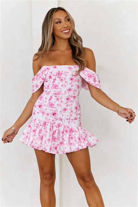 Hello Molly Wonderful Moments Off Shoulder Mini Dress Pink