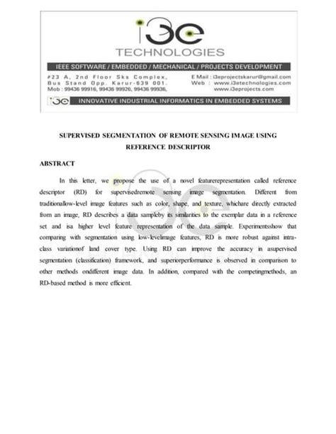 Supervised Segmentation Of Remote Sensing Image Using Reference Descriptor Docx