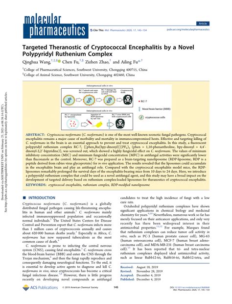 Pdf Targeted Theranostic Of Cryptococcal Encephalitis By A Novel